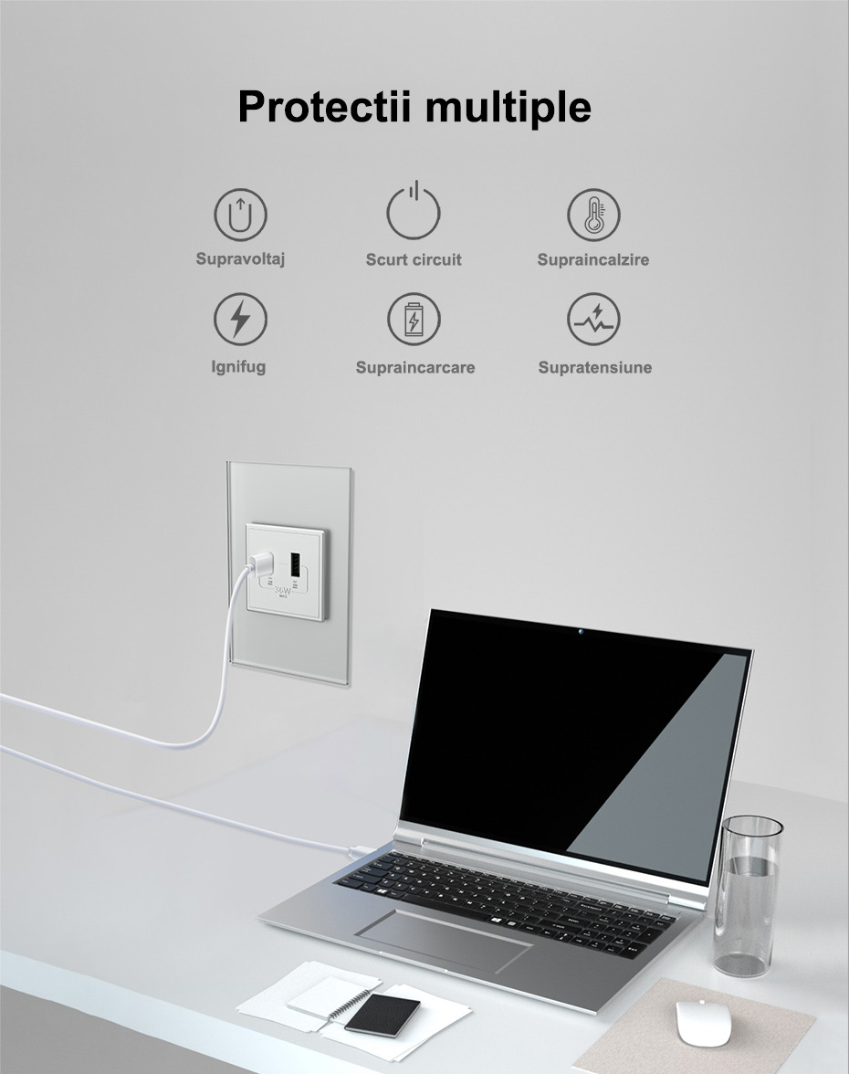 Modul priza USB+USB tip C LIVOLO